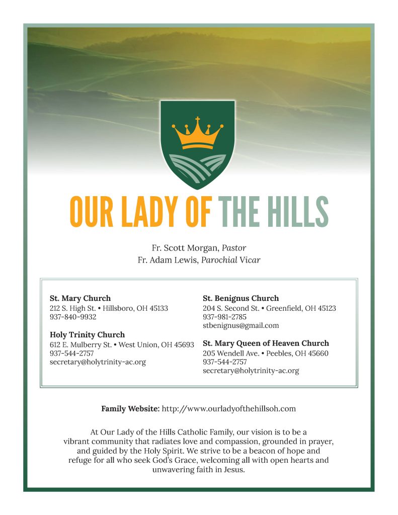 September 7th, 2025 Bulletin - Our Lady of the Hills - Church